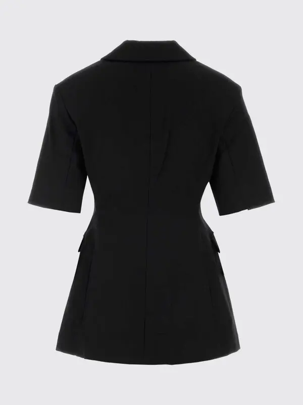 GANNI Short-sleeved Cropped Double-breasted Blazer In Organic Cotton