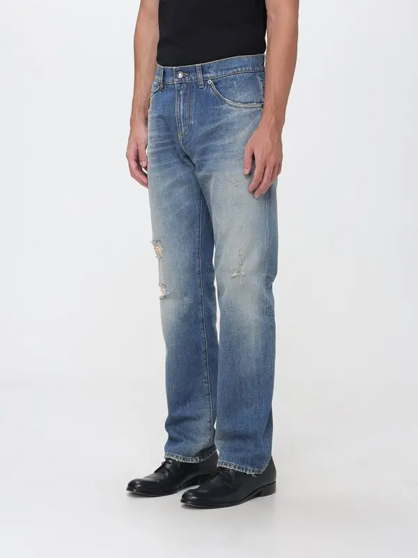 Dolce & Gabbana Straight Fit Mid-rise Distressed Denim Jeans With Worn Effect