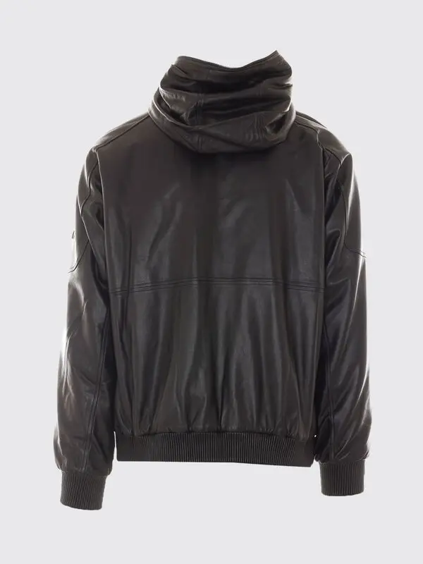 Moose Knuckles Leather Bomber Jacket With Hood