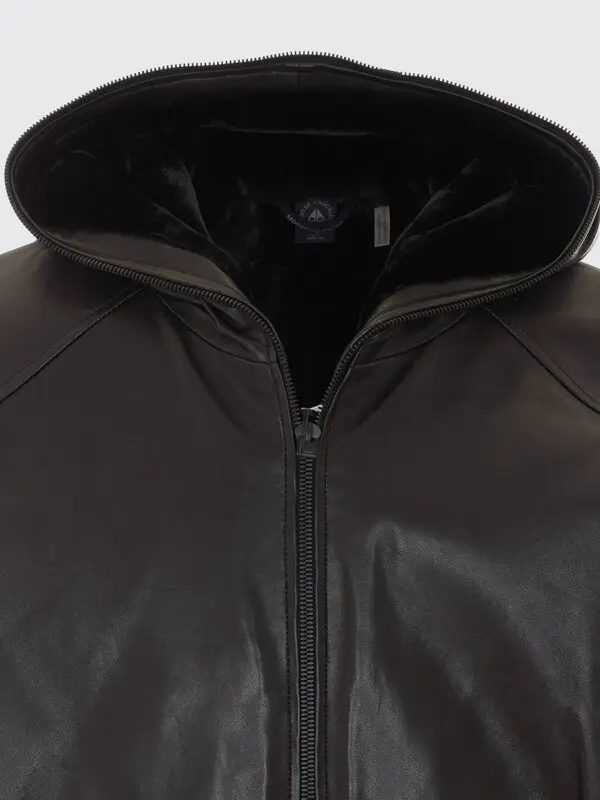 Moose Knuckles Leather Bomber Jacket With Hood