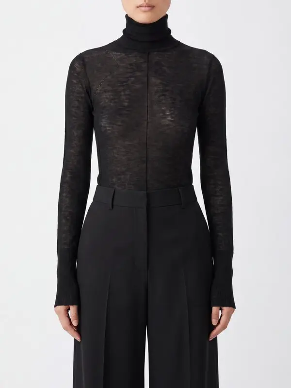 Elisabetta Franchi Ribbed Turtleneck Long Sleeve Pullover