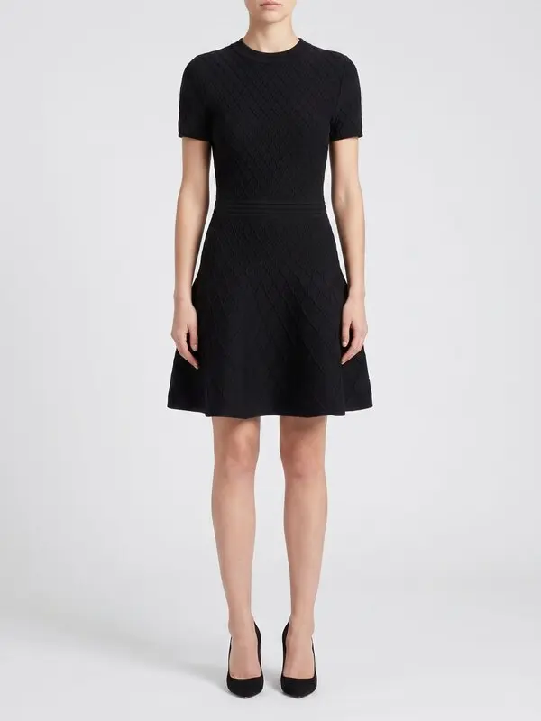 Balmain Short Sleeve Knit Dress - Black