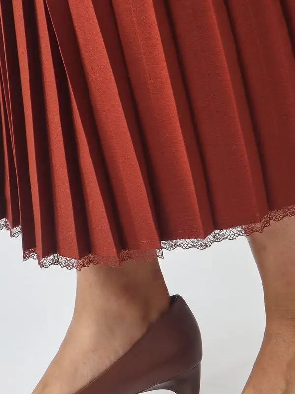 TWINSET Pleated Midi Skirt - Cherry
