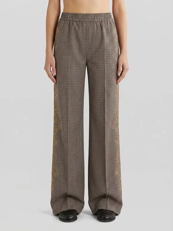 TWINSET Wide Leg Pants With Embroidered Detailing