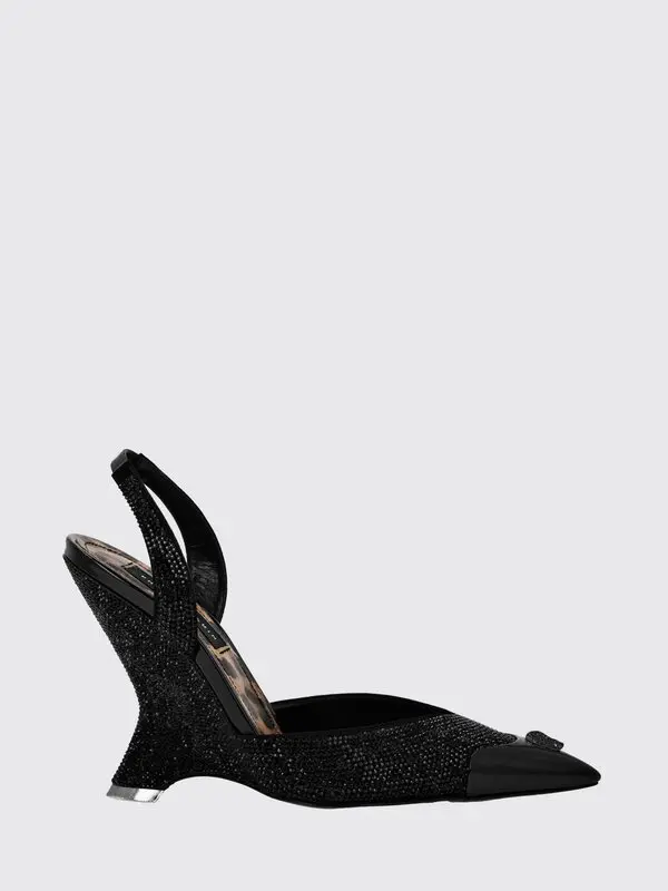Philipp Plein Embellished Suede Slingback High Heel Pumps