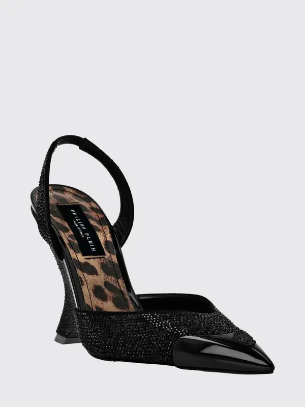 Philipp Plein Embellished Suede Slingback High Heel Pumps