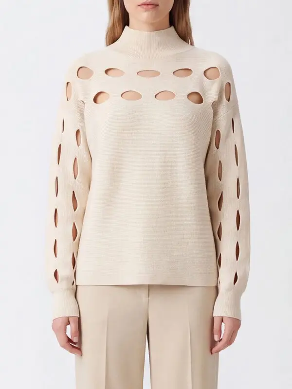 Liviana Conti Ribbed Knit Cut-out Sweater - Mouse Grey