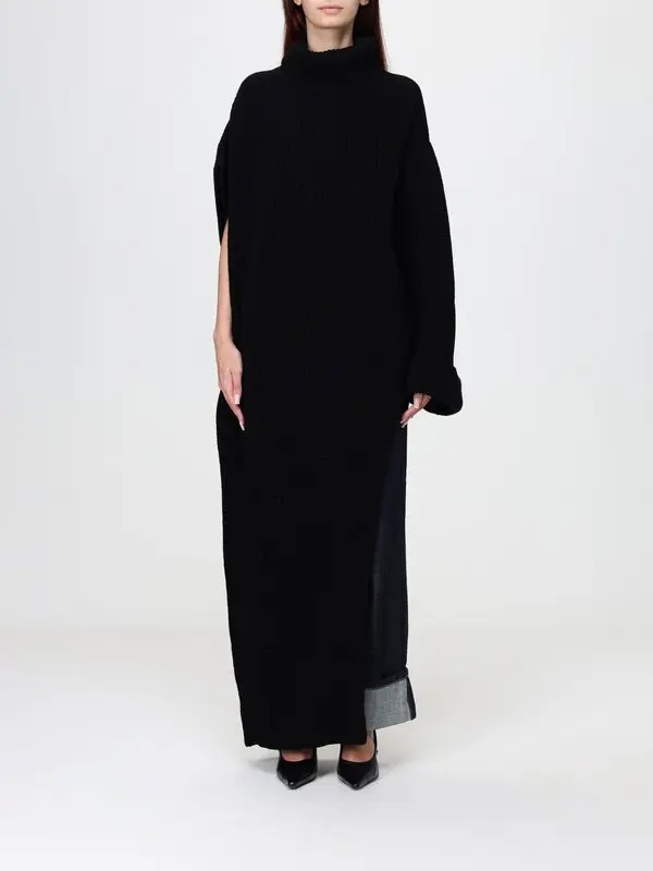 THELATEST Asymmetrical Pure Merino Wool Turtleneck Jumper With Dropped Shoulders - Black