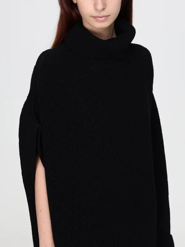 THELATEST Asymmetrical Pure Merino Wool Turtleneck Jumper With Dropped Shoulders - Black