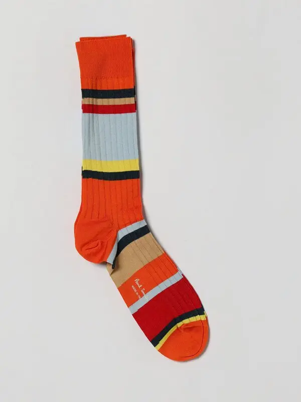 Paul Smith Striped Ribbed Crew Socks - Orange