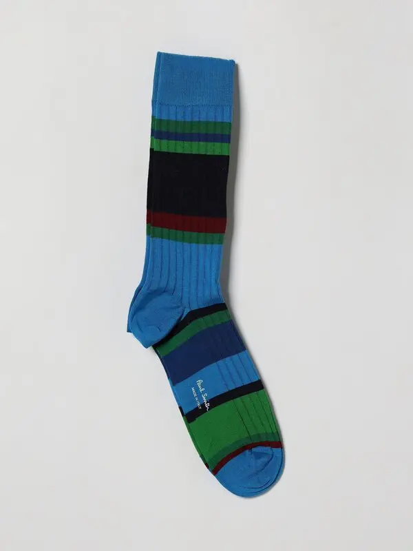 Paul Smith Striped Ribbed Crew Socks - Turquoise