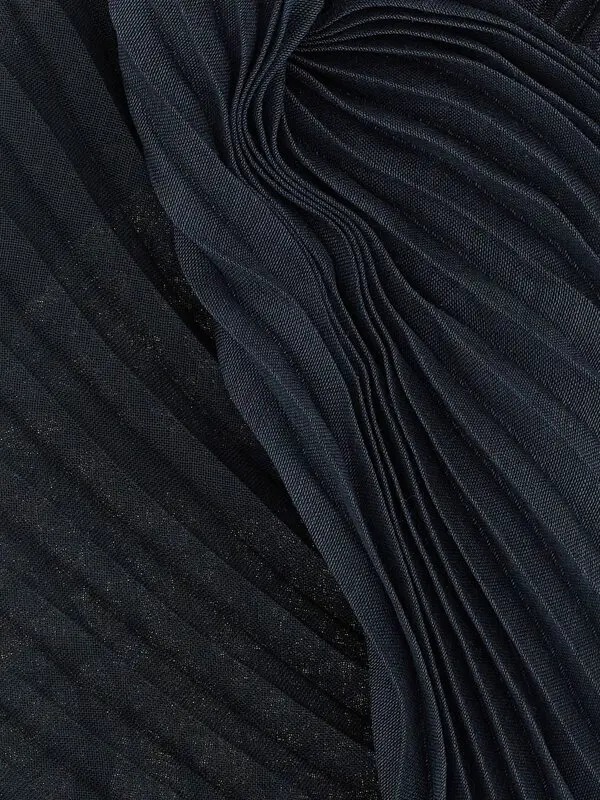 Issey Miyake Rectangular Pleated Technical Fabric Scarf With Fringed Hem