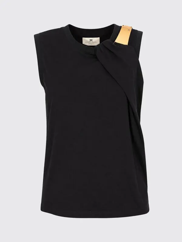 Elisabetta Franchi Sleeveless Draped Top With Gold Detail