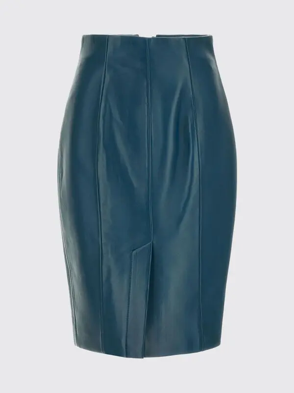 Balmain Leather Zip-up Skirt - Blue