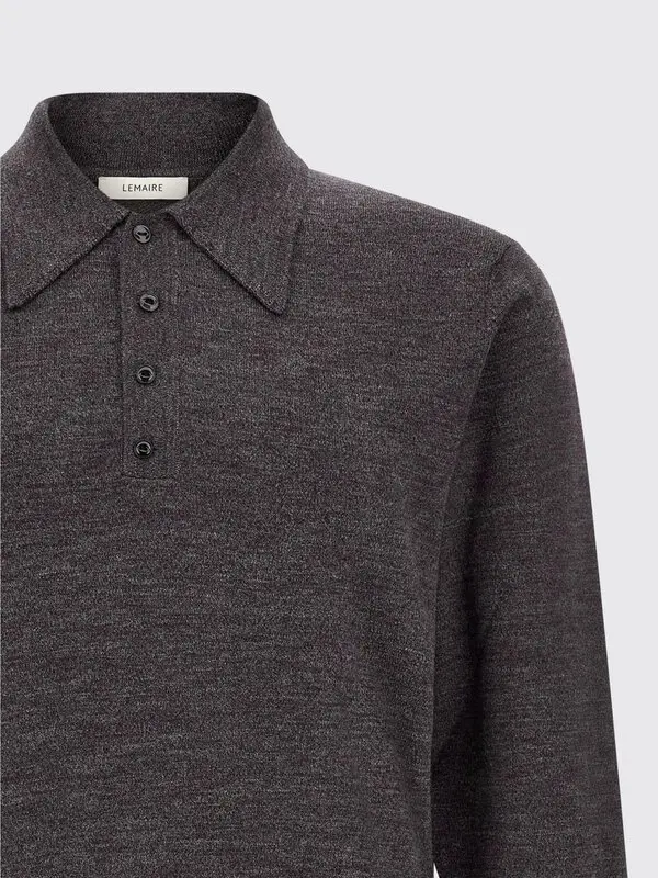 LEMAIRE Long-sleeved Polo Shirt In Pure Wool With 4-button Placket