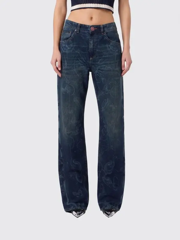 Philipp Plein Printed Wide Leg Jeans