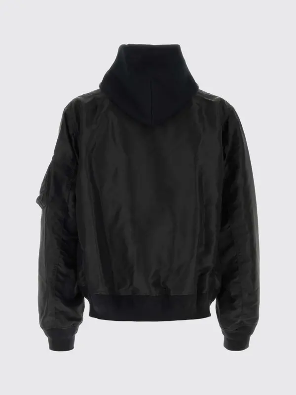 Sacai Zip-up Hoodie With Contrast Sleeves - Black