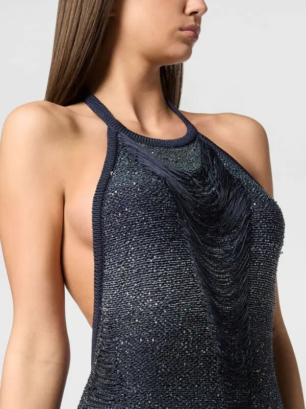 Philipp Plein Embellished Halterneck Dress