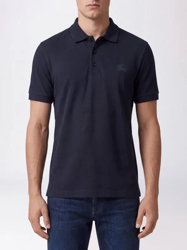 Burberry Short-sleeved Cotton Polo Shirt With Embroidered Ekd Logo