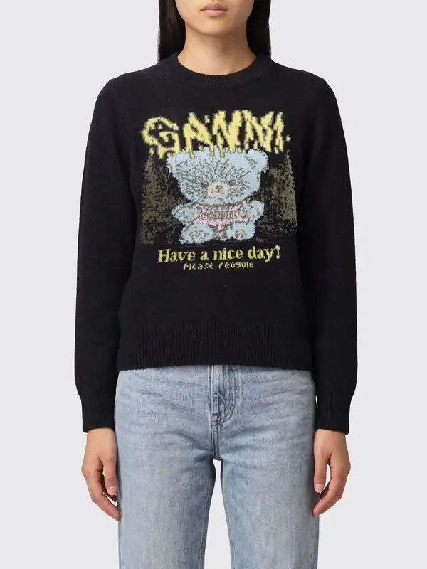 GANNI Teddy Bear Graphic Knit Sweater