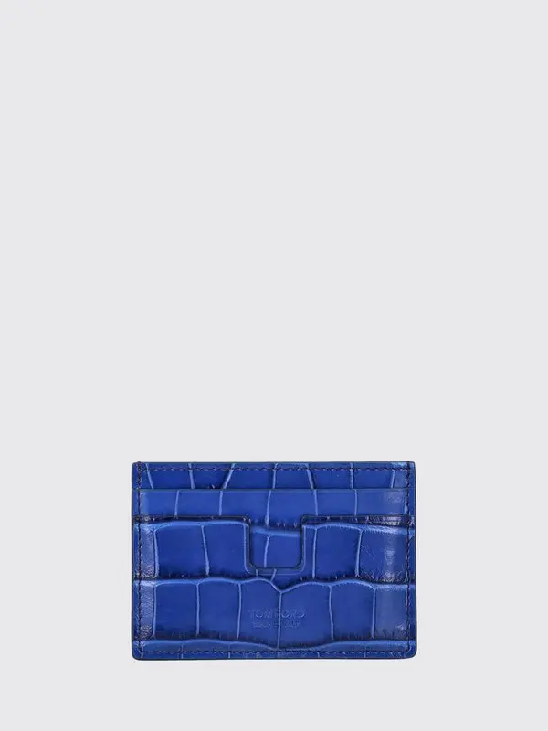TOM FORD Crocodile-effect Calfskin Flat Card Holder