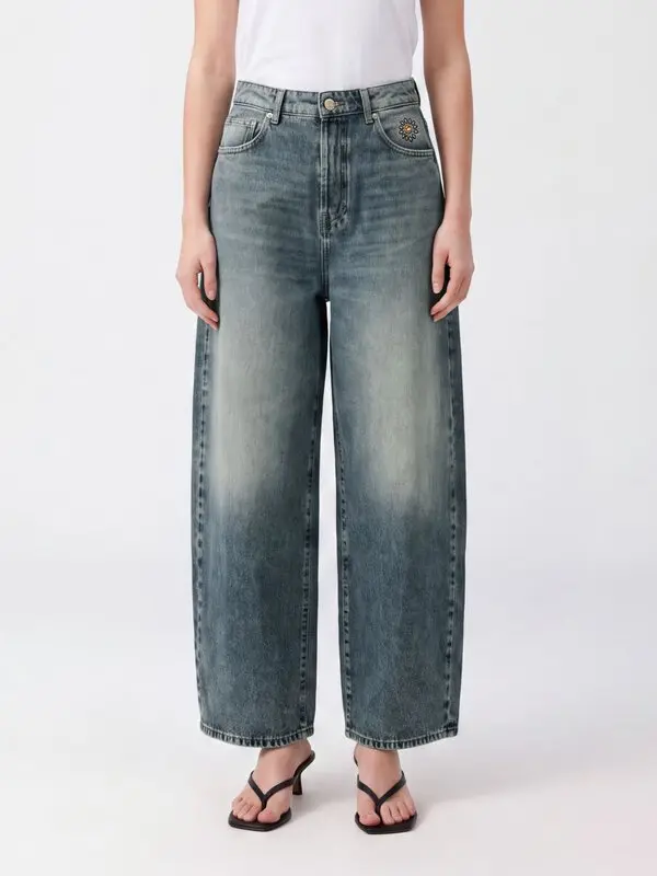 HTC LOS ANGELES Mid-rise Wide-leg Jeans In Cotton With 5 Pockets - Denim