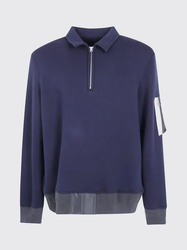 Sacai Long-sleeved Zip-up Cotton-blend Polo Shirt