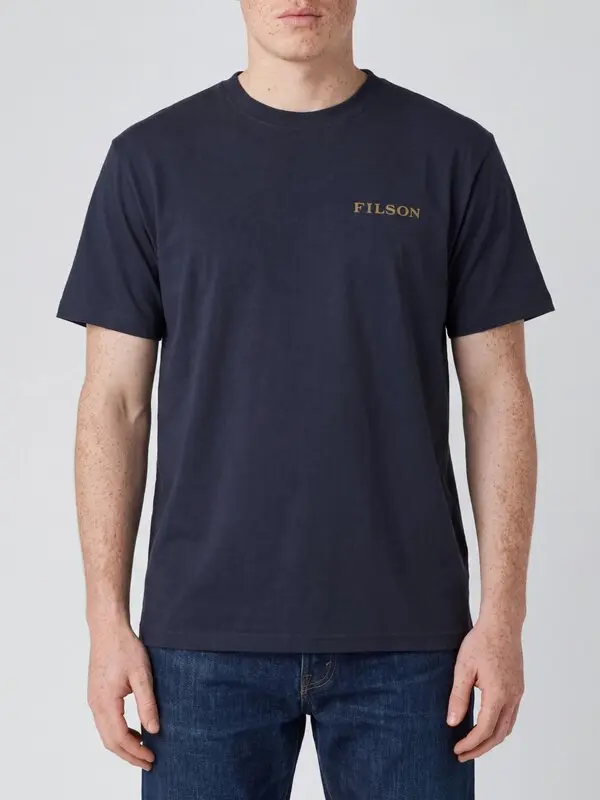 Filson Crewneck Cotton T-shirt With Front Contrast Logo - Black
