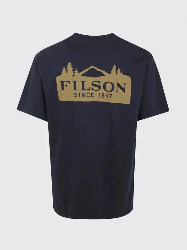 Filson Crewneck Cotton T-shirt With Front Contrast Logo - Black