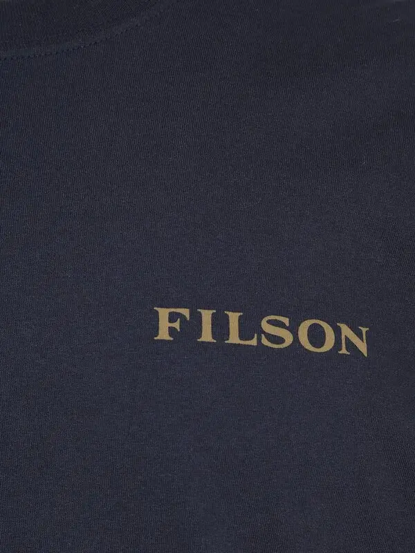 Filson Crewneck Cotton T-shirt With Front Contrast Logo - Black