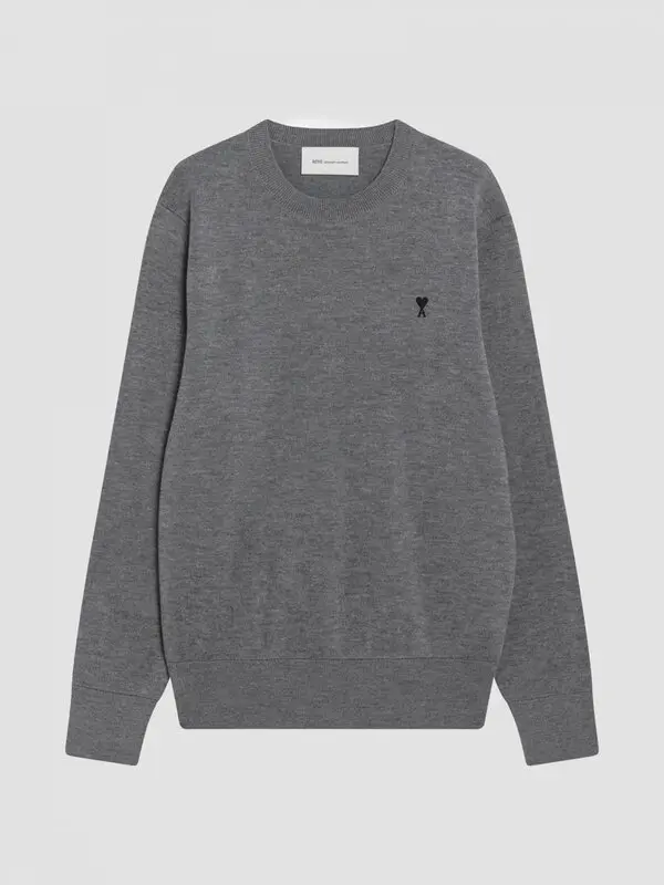 AMI Paris Wool Crewneck Jumper - Grey