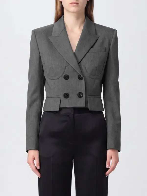 Elisabetta Franchi Cropped Double-breasted Blazer With Pleated Back
