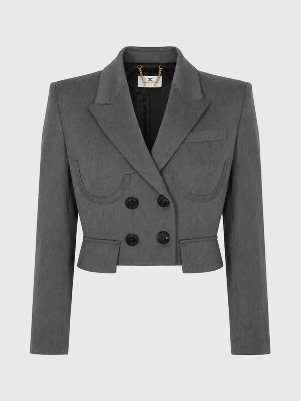 Elisabetta Franchi Cropped Double-breasted Blazer With Pleated Back