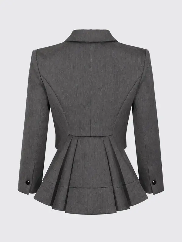 Elisabetta Franchi Cropped Double-breasted Blazer With Pleated Back