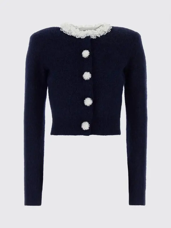 SELF-PORTRAIT Alpaca-blend Cardigan - Navy
