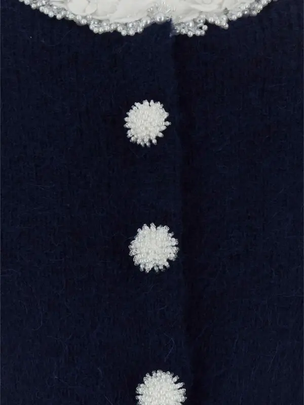 SELF-PORTRAIT Alpaca-blend Cardigan - Navy