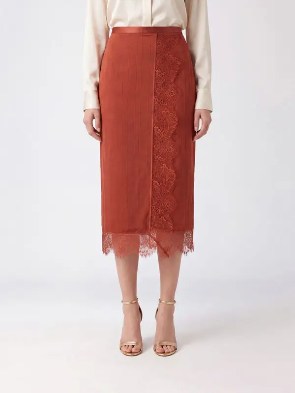 TWINSET Embellished Lace Midi Skirt
