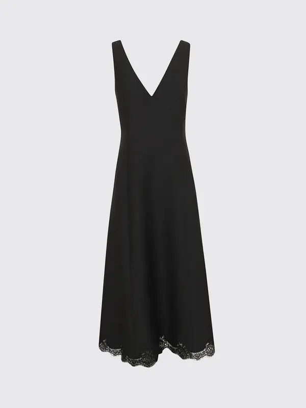 Valentino Garavani V-neck Lace Trim Dress