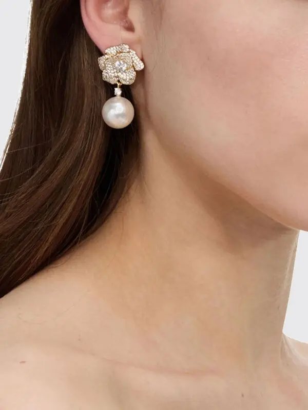 SELF-PORTRAIT Embellished Pearl Drop Earrings