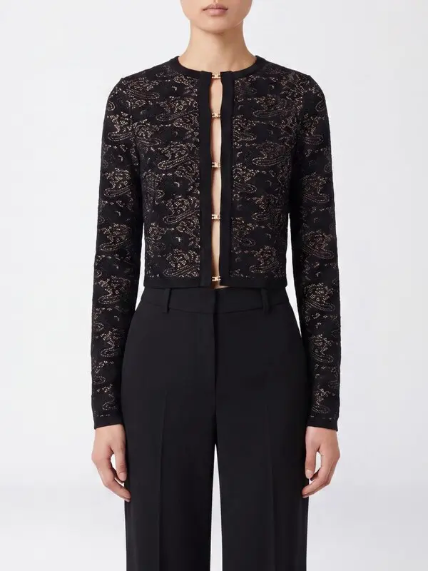 Elisabetta Franchi Lace Cropped Cardigan