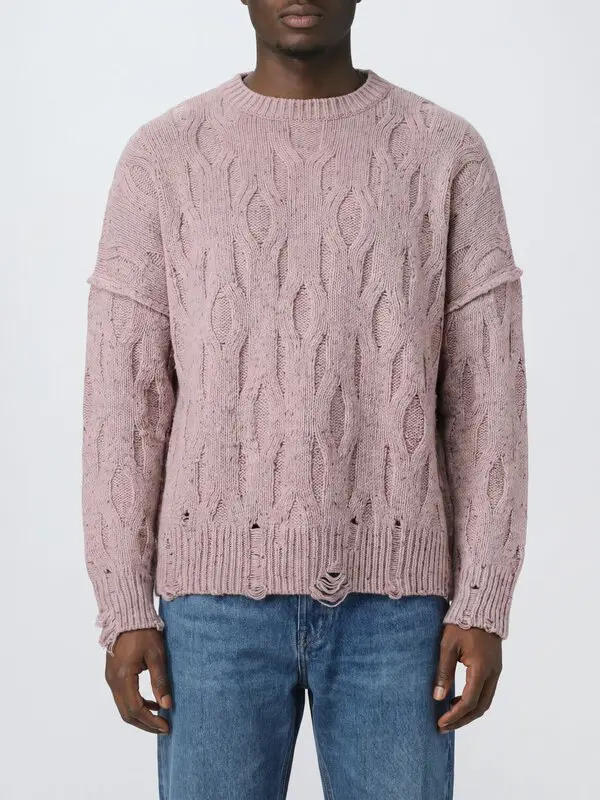 REPRESENT Distressed Cable Knit Sweater - Pink