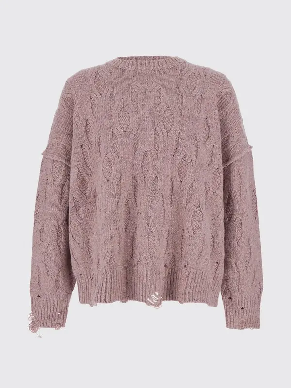 REPRESENT Distressed Cable Knit Sweater - Pink