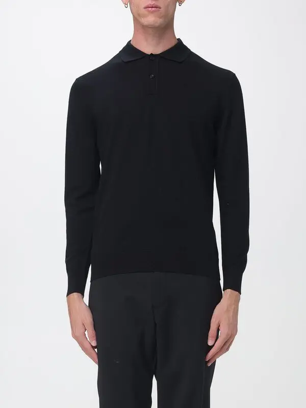 DIANA STUDIO Long-sleeved Knit Cotton Polo With Ribbed Collar - Black