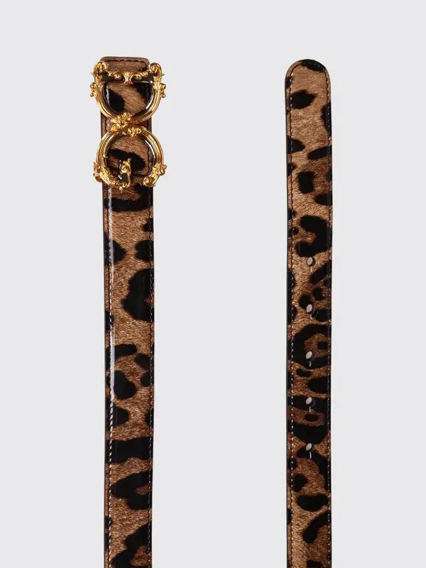 Dolce & Gabbana Leopard Print Belt With Dg Logo Buckle