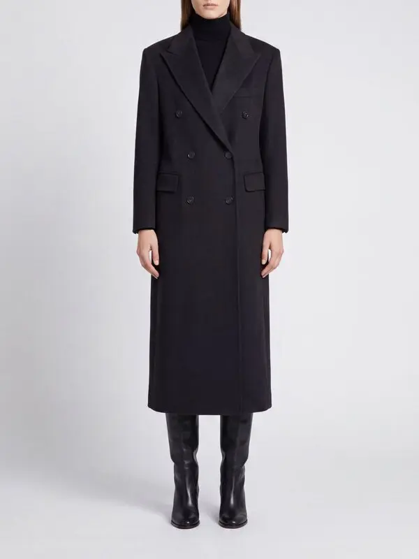 Tagliatore Double Breasted Long Coat - Charcoal