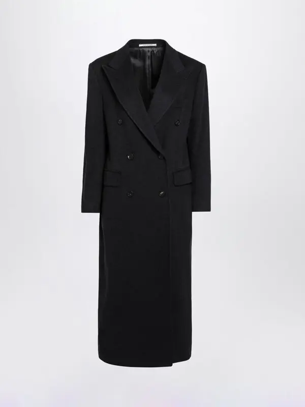 Tagliatore Double Breasted Long Coat - Charcoal