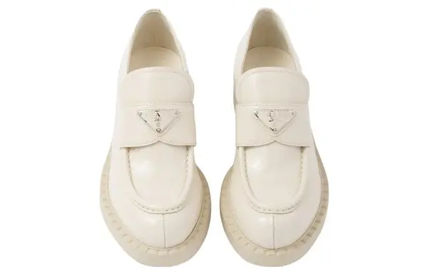 Prada Chocolate Patent Leather Loafers 'ivory