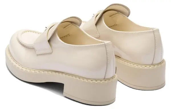 Prada Chocolate Patent Leather Loafers 'ivory