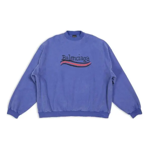 Balenciaga Hand-drawn Political Campaign Oversized Sweatshirt - Blue