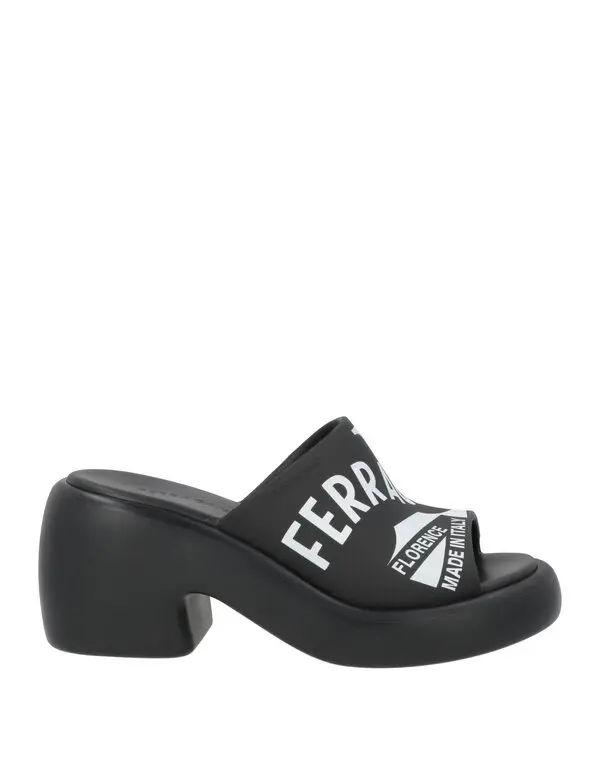 FERRAGAMO Rubber Slide Sandals With Block Heel